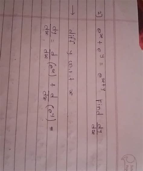 2 Exeyexy Find Dxdy → Diff Y Wrt Xdxdy Dxd Exdxd Ey Filo