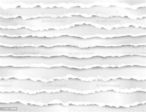찢어진 된 종이 줄무늬의 집합입니다 가장자리가 손상 된 추상 종이 텍스처입니다 벡터 일러스트 레이 션에 고립 된 투명 한 배경