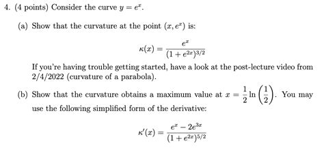 Solved Points Consider The Curve Y Ex A Show That Chegg