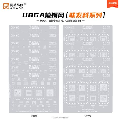 Amaoe U Mtk Mtu Bga Reballing Stencil For Mtk Cpu Ram Emmc Ifrfpa Wifi Power Ic Mt6895z 6983z