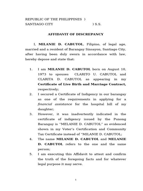 Affidavit Discrepancy Pdf