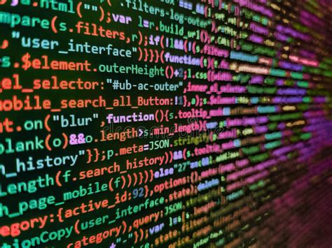 Html5 In Editor For Website Development Technology Concept Hex Code Digital Background Stock