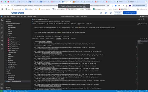 C4w1 Assignment Data Modeling With Dbt Lab Parsing Error Data Modeling Transformation And