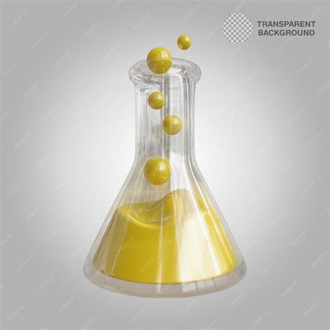 Premium Psd Erlenmeyer Flask With Liquid And Bubbles 3d Illustration