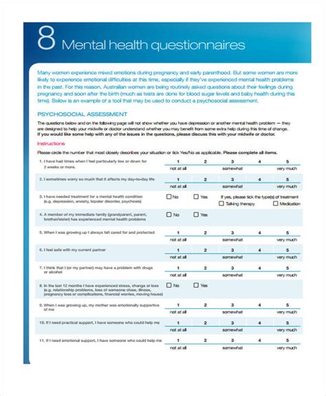 Printable Mental Health Assessment Forms Printable Forms Free Online