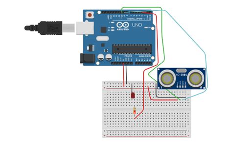 Circuit Design Sensor Ultrasonico Tinkercad