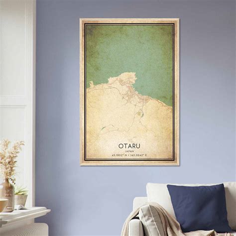 Vintage Otaru Japan Map Poster Otaru City Road Wall Art Print Custom Maps And Posters