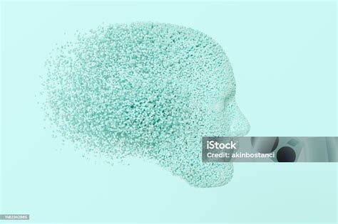 Artificial Intelligence Deep Learning Technology Background Dissolving Human Face With Cube