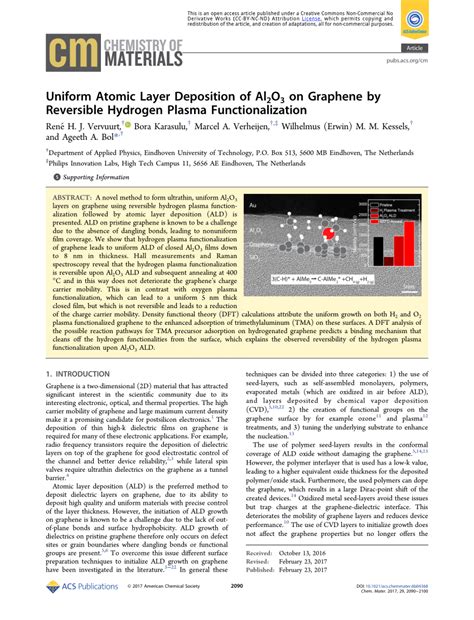 Pdf Uniform Atomic Layer Deposition Of Al 2 O 3 On Graphene By