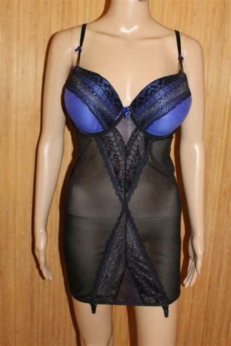 Fabulous Black Sheer And Lace Basque Open Bottom Corselette Cami Size 18