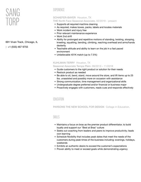 Seasonal Associate Resume Samples Velvet Jobs