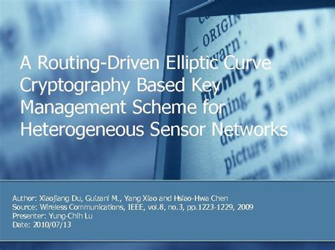 a routing driven elliptic curve cryptography based key management