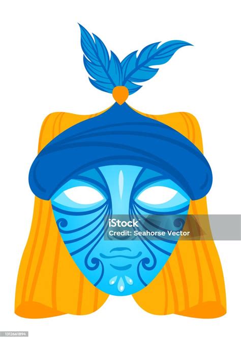 가면 화려한 마스크 즐거운 축제 밝은 얼굴 장식 디자인 만화 스타일의 벡터 일러스트레이션 흰색에 고립 0명에 대한 스톡 벡터 아트 및 기타 이미지 Istock