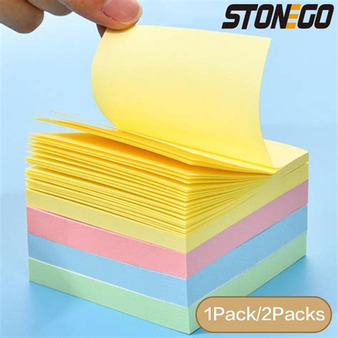 Stonego 1pack2packs Multicolor Memo Pad Sticker Paper Office Stationery 100 Pages Pocket