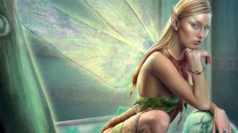 아름 다운 금발 요정 소녀 판타지 날개 배경 화면 1920x1080 배경 화면 다운로드