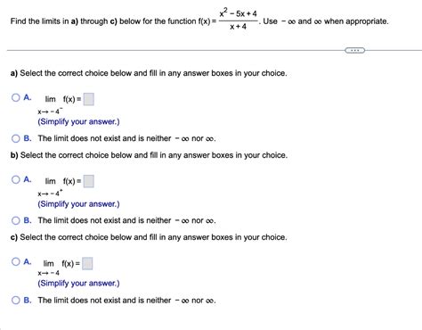 Solved Find The Limits In A Through C Below For The Chegg