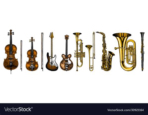 Jazz Classical Wind Instruments Set Musical Vector Image