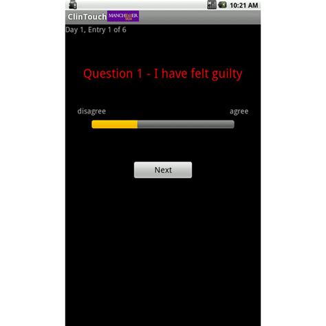 a typical question from the android app implementation showing the