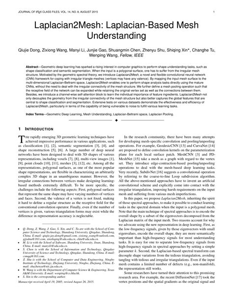 Pdf Laplacian2mesh Laplacian Based Mesh Understanding
