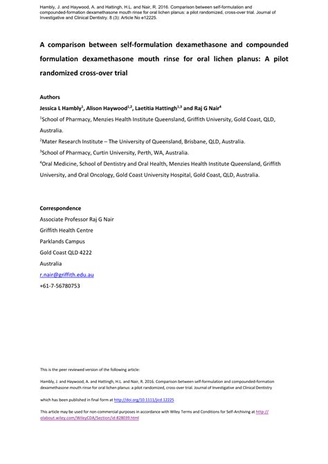 A Comparison Between Self Formulation Dexamethasone And Compounded Formulation Dexamethasone