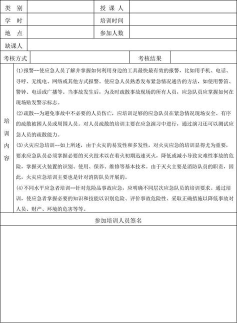 应急预案全员培训记录表word文档在线阅读与下载免费文档