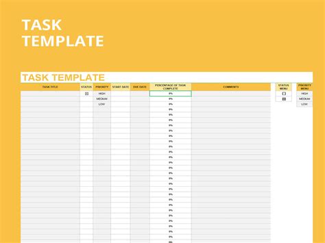 Excel Tasks Template