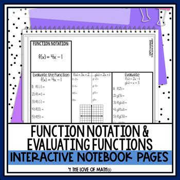 Function Notation And Evaluating Functions INB Pages By The Love Of Math