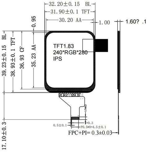 1 83inch SPI 4line TFT LCD Display 240 280 Smartwatch 15Pin LCD Screen