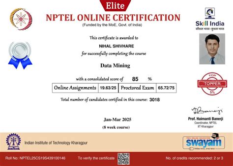 Nptel Iitkharagpur Datamining Datascience Machinelearning Nihal