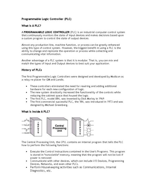 Intro To Plc Pdf Programmable Logic Controller Computer Program