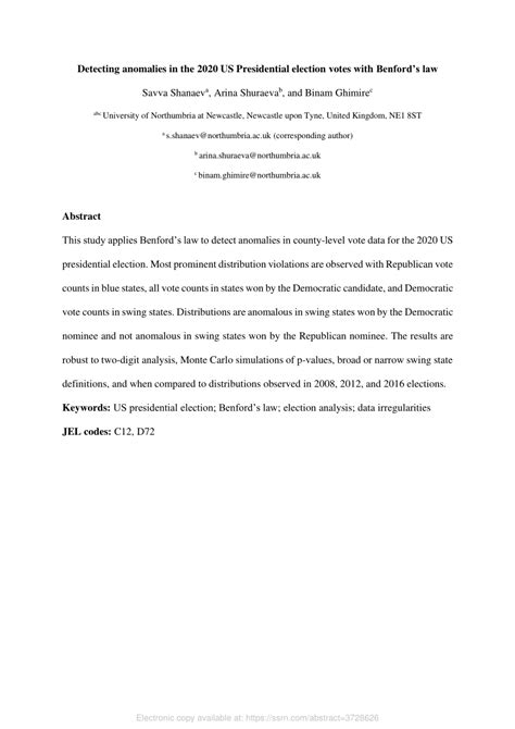 pdf detecting anomalies in the 2020 us presidential election votes