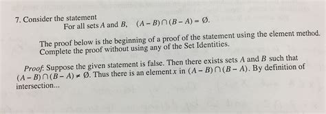 Solved Consider The Statement For All Sets A And B A B Chegg Com