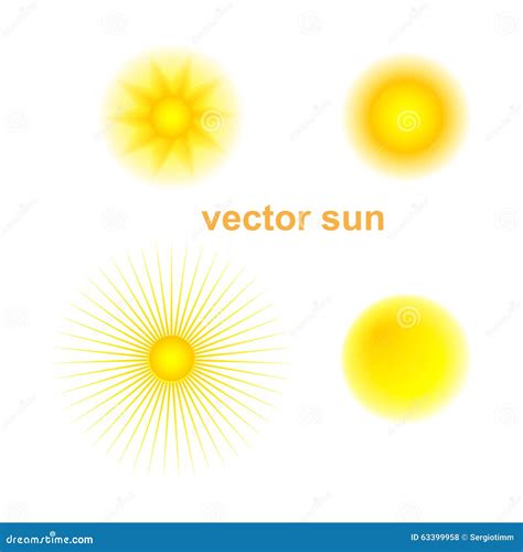 Vector Set Of Four Different Suns Stock Vector Illustration Of