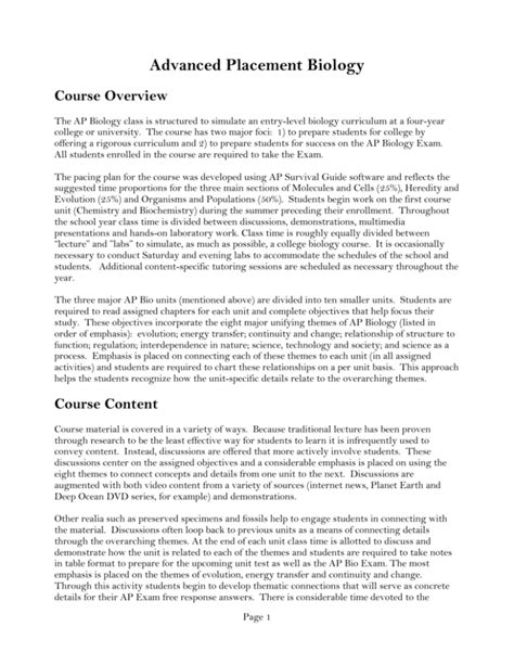 Advanced Placement Biology