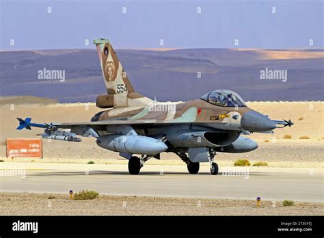 Israeli Air Force F 16c Barak Landing At Ovda Air Base Israel Stock