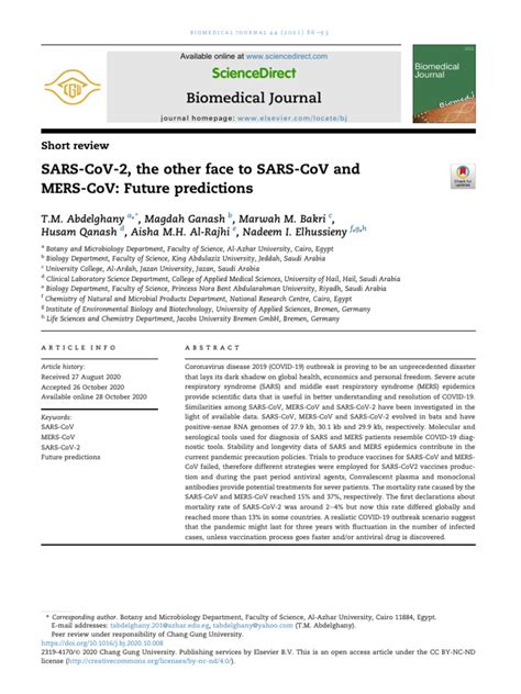 Sars Cov 2 The Other Face To Sars Cov And Mers Cov Future Predictions