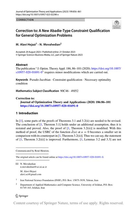 Correction To A New Abadie Type Constraint Qualification For General