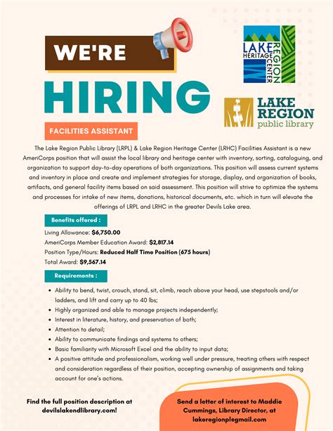 Facilities Assistant Lake Region Public Library