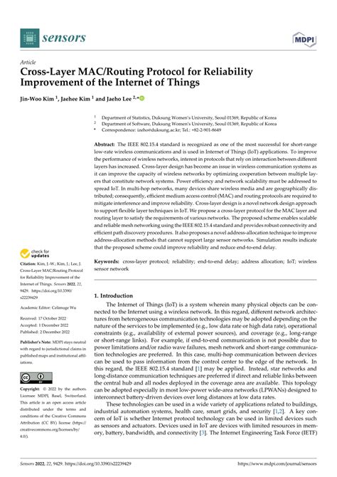 pdf cross layer mac routing protocol for reliability improvement of