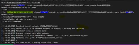 Vs Code Can T Ssh To Server Failed To Create Hard Link Stack Overflow
