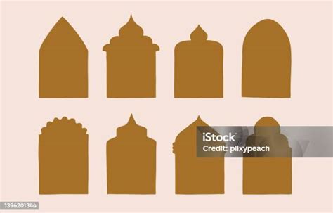 창 문 아치를 가진 선 디자인의 수집 웹 사이트 스티커 문신 아이콘에 대한 편집 가능한 벡터 일러스트 레이 션 고풍스런에 대한