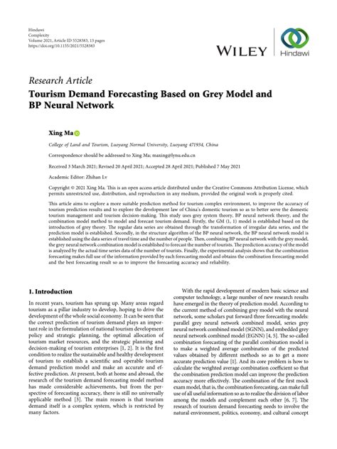 Pdf Tourism Demand Forecasting Based On Grey Model And Bp Neural Network