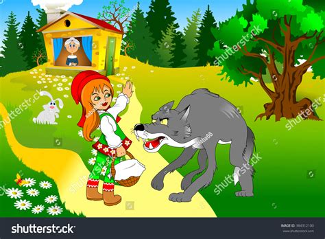 Little Red Riding Hood Meeting Wolf Stock Vector Royalty Free
