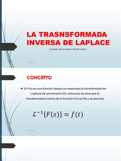 La Transformada Inversa De Laplace Pdf Transformada De Laplace