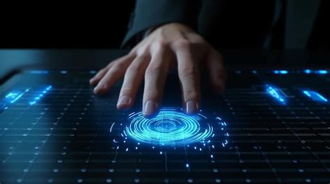Premium Ai Image Businessman Login With Fingerprint Scanning Technology Fingerprint To