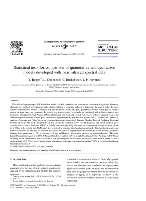 Pdf Statistical Tests For Comparison Of Quantitative And Qualitative Models Developed With