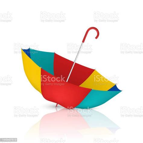 벡터 3d 현실적인 여러 가지 빛깔의 빈 우산은 흰색 배경에 격리되어 있습니다 반사가 있는 열린 파라솔의 디자인 템플릿 거꾸로에 대한 스톡 벡터 아트 및 기타 이미지