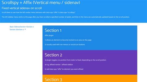 bootstrap 9 scrollspy affix vertical menu sidenav