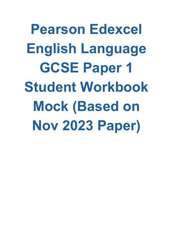 Pearson Edexcel English Language Paper 1 Mock Workbook And Sample Answers Teaching Resources