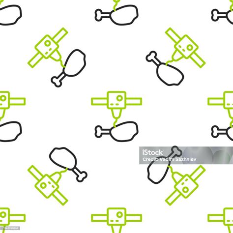 라인 3d 프린터 치킨 레그 아이콘 흰색 배경에 매끄러운 패턴을 분리 3d 프린팅 벡터 3차원 형태에 대한 스톡 벡터 아트 및